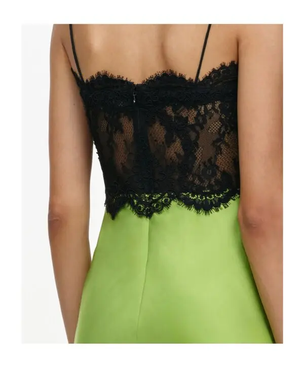 SELF-PORTRAIT Satin Lace Midi Dress