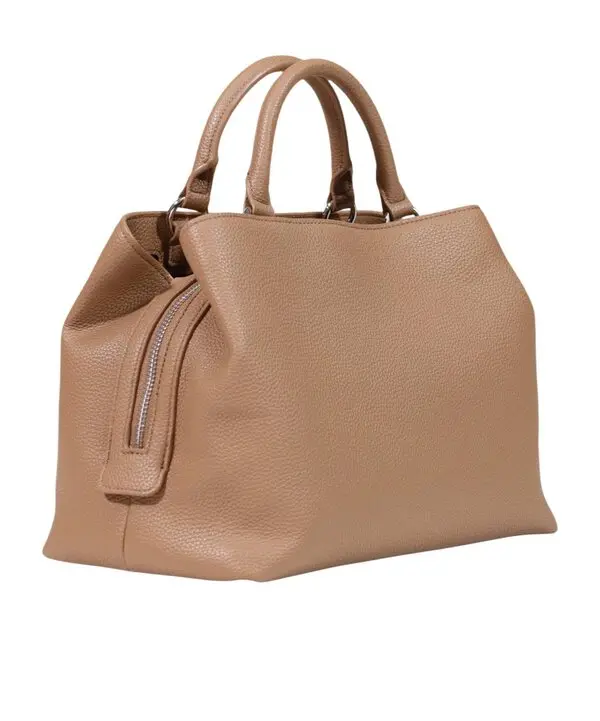 Armani Exchange Textured Handbag With Structured Top Handle And Flap Pocket