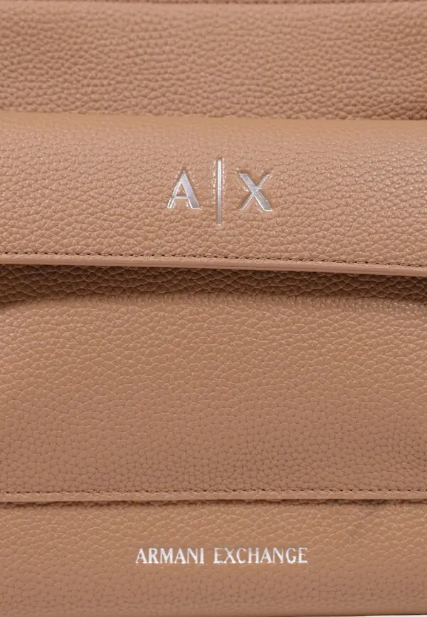 Armani Exchange Textured Handbag With Structured Top Handle And Flap Pocket