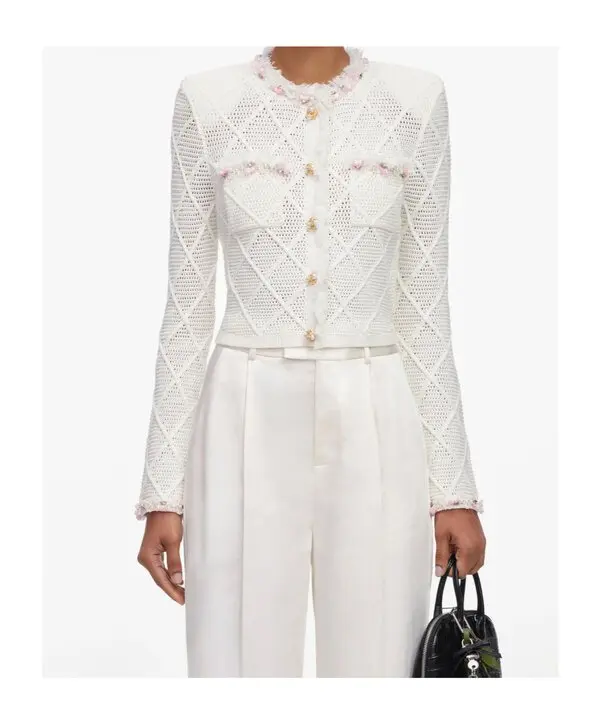 SELF-PORTRAIT Fringe Knit Cardigan