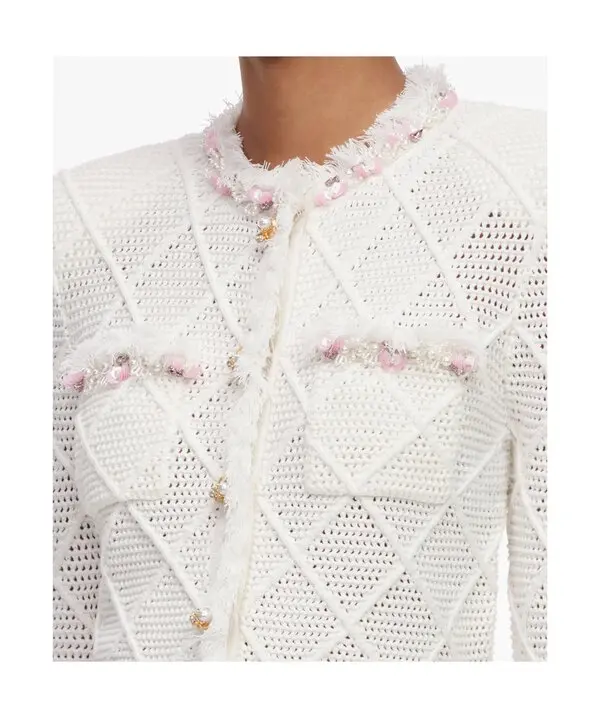 SELF-PORTRAIT Fringe Knit Cardigan
