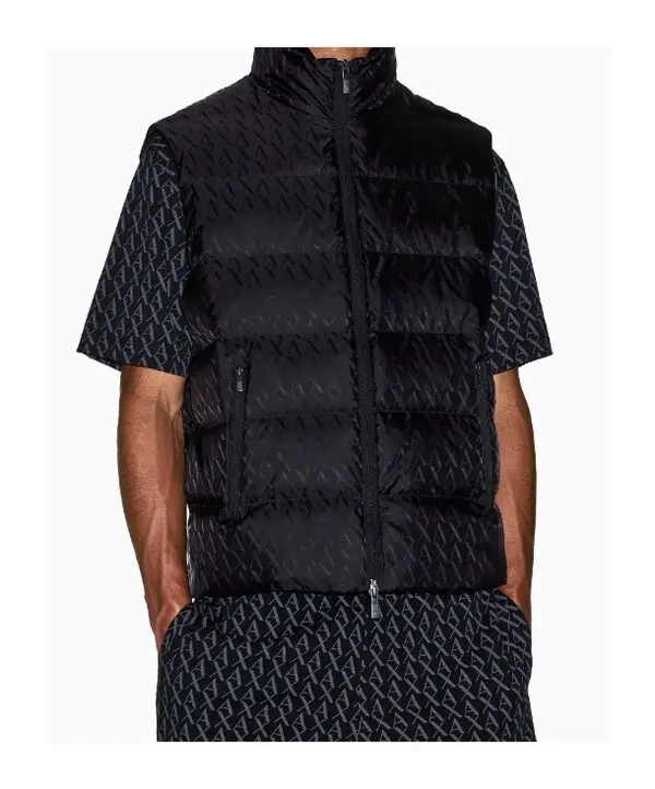 Armani Exchange Sleeveless Top In Padded Jacquard Nylon