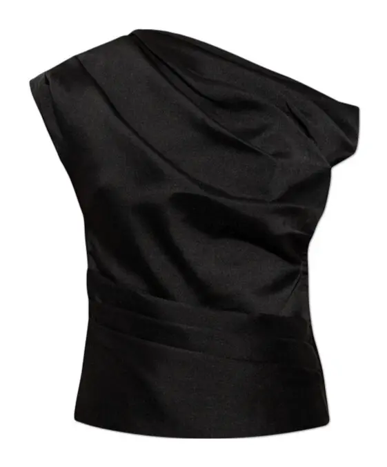 SELF-PORTRAIT Taffeta Draped Top