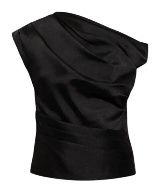 SELF-PORTRAIT Taffeta Draped Top