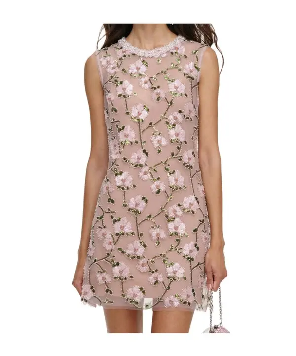 SELF-PORTRAIT Floral Sequin Embellished Mini Dress