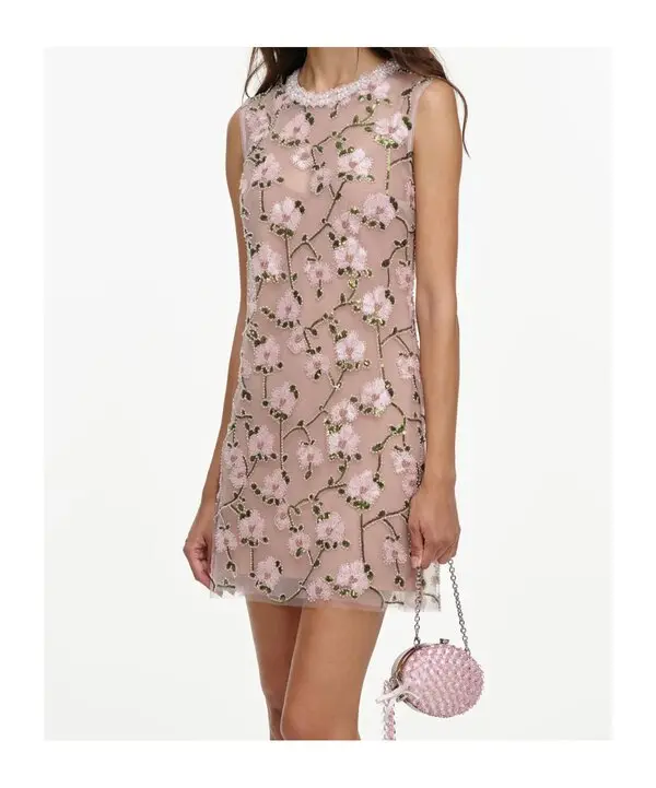 SELF-PORTRAIT Floral Sequin Embellished Mini Dress