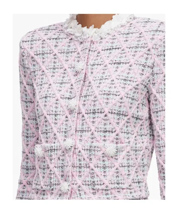 SELF-PORTRAIT Check Knit Cardigan
