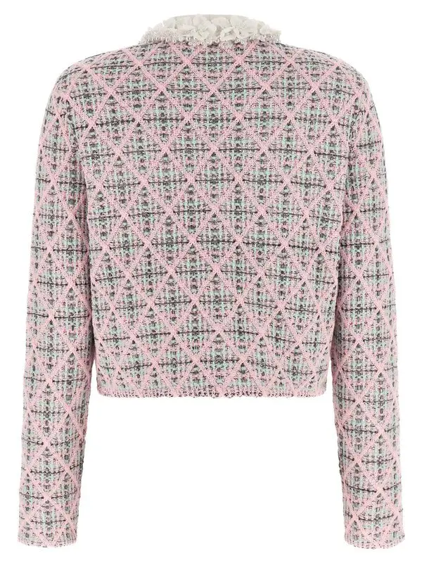 SELF-PORTRAIT Cropped Floral Collar Cardigan