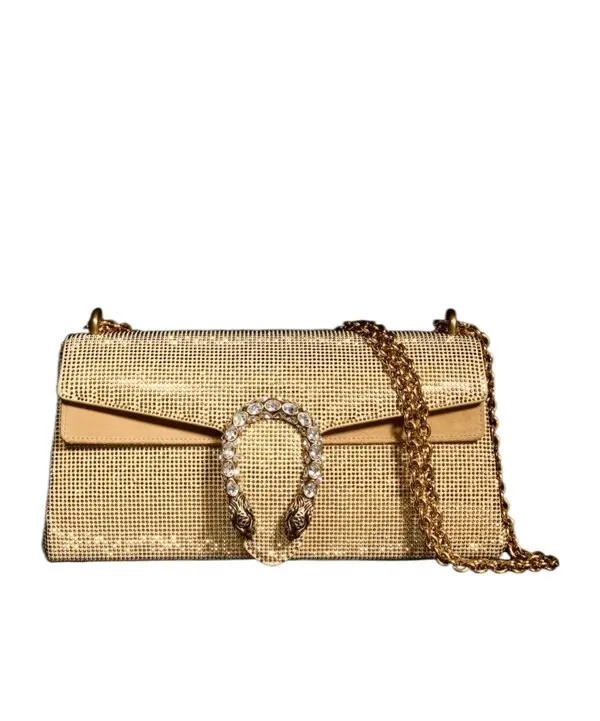 Gucci Dionysus Crystal Medium Shoulder Bag - Gold