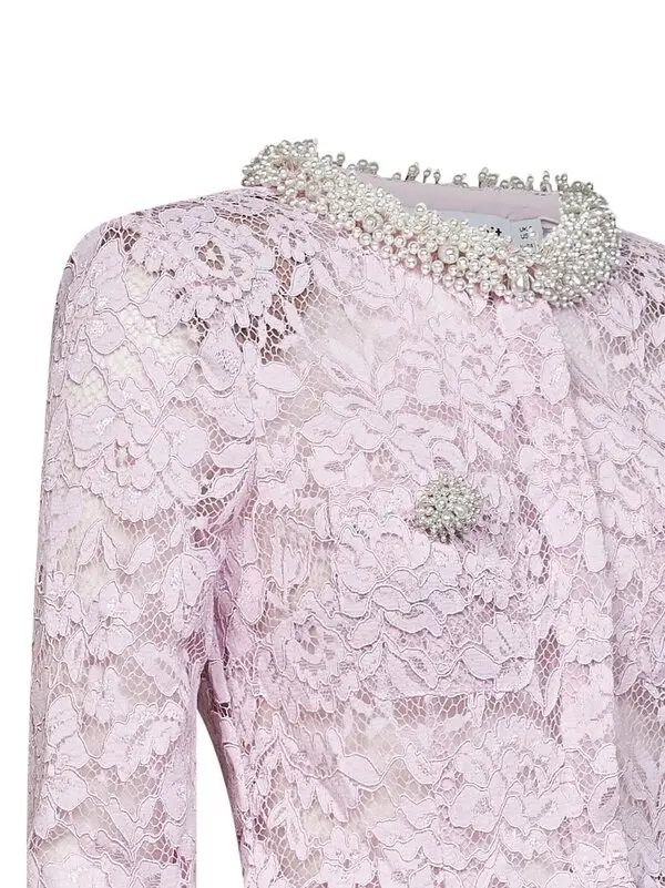 SELF-PORTRAIT Lace Peplum Top - Pink