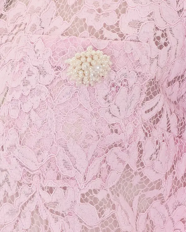 SELF-PORTRAIT Lace Peplum Top - Pink