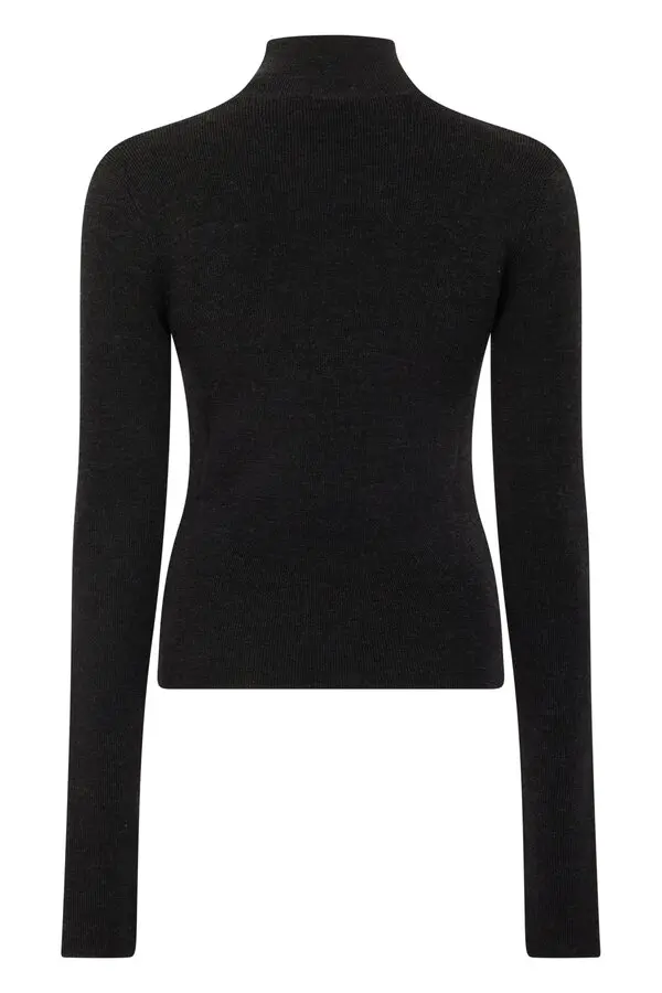 GANNI Fitted High-neck Knitted Sweater