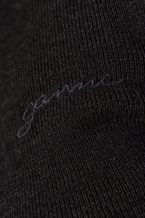 GANNI Fitted High-neck Knitted Sweater