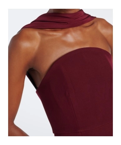 Roland Mouret Scarf-detail Bustier Gown - Wine Red