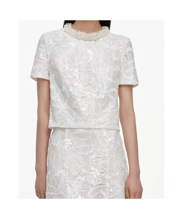 SELF-PORTRAIT Sequin Lace Top