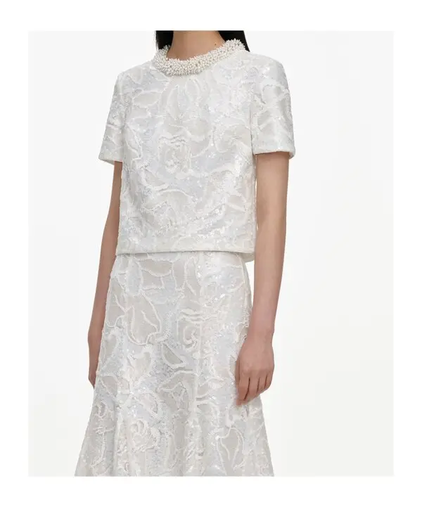 SELF-PORTRAIT Sequin Lace Top