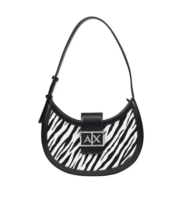 Armani Exchange Hobo Shoulder Bag In Coated Fabric