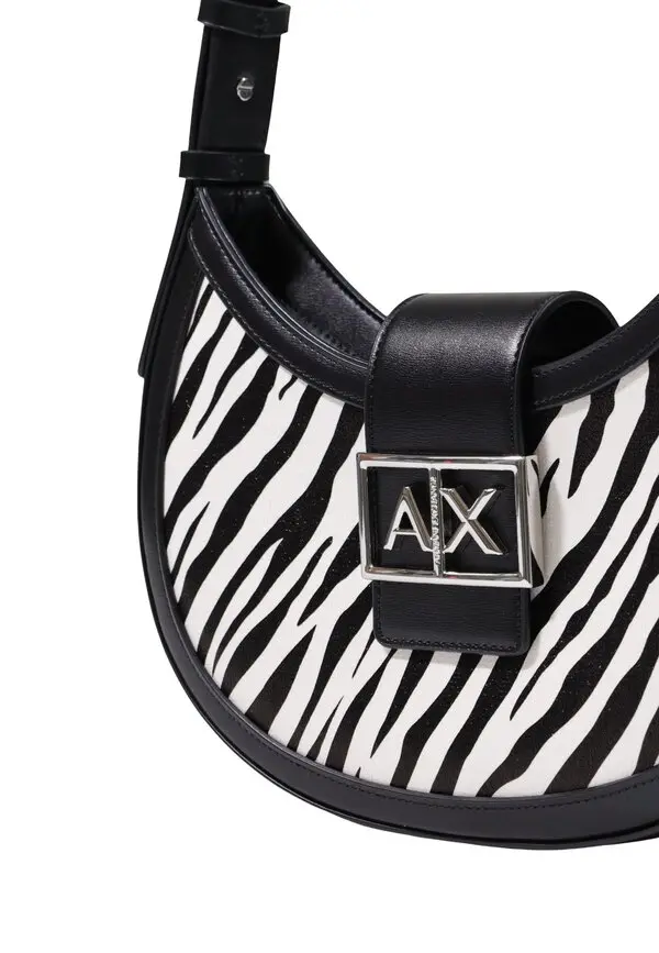 Armani Exchange Hobo Shoulder Bag In Coated Fabric