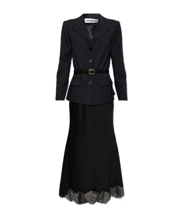 SELF-PORTRAIT Tailored Blazer Satin Midi Dress