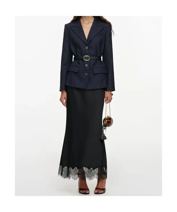 SELF-PORTRAIT Tailored Blazer Satin Midi Dress