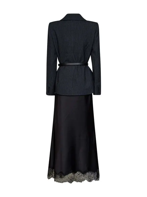 SELF-PORTRAIT Tailored Blazer Satin Midi Dress - Grey
