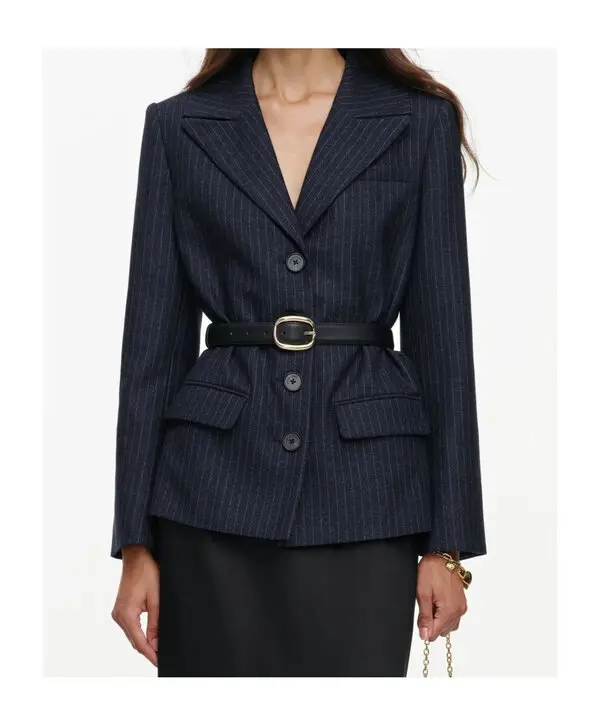 SELF-PORTRAIT Tailored Blazer Satin Midi Dress - Grey