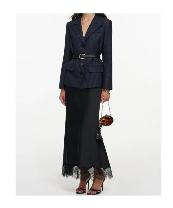 SELF-PORTRAIT Tailored Blazer Satin Midi Dress - Grey