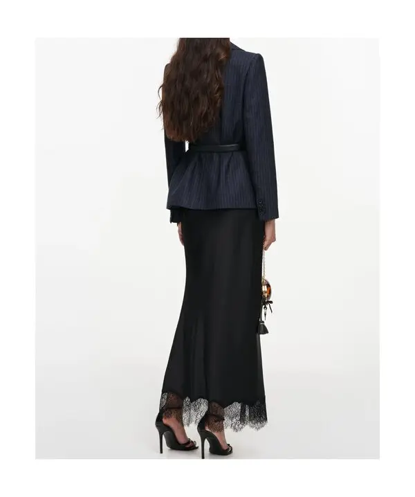 SELF-PORTRAIT Tailored Blazer Satin Midi Dress - Grey