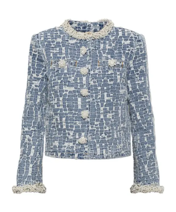 SELF-PORTRAIT Textured Denim Jacket