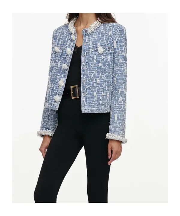 SELF-PORTRAIT Textured Denim Jacket