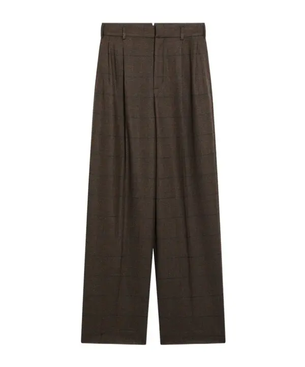 Loro Piana Straight Leg Plaid Trousers - Brown