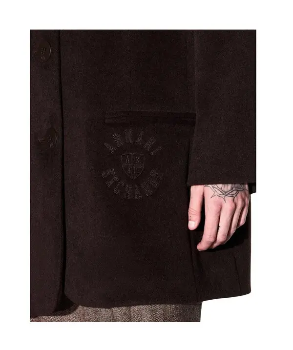 Armani Exchange Caban Coat In Wool Blend