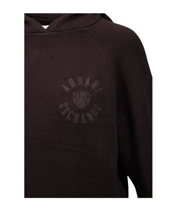 Armani Exchange Long-sleeve Hooded Sweatshirt With Ribbed Details