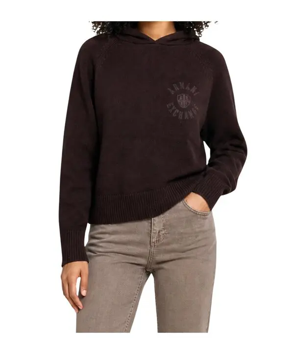 Armani Exchange Long-sleeve Hooded Sweatshirt With Ribbed Details