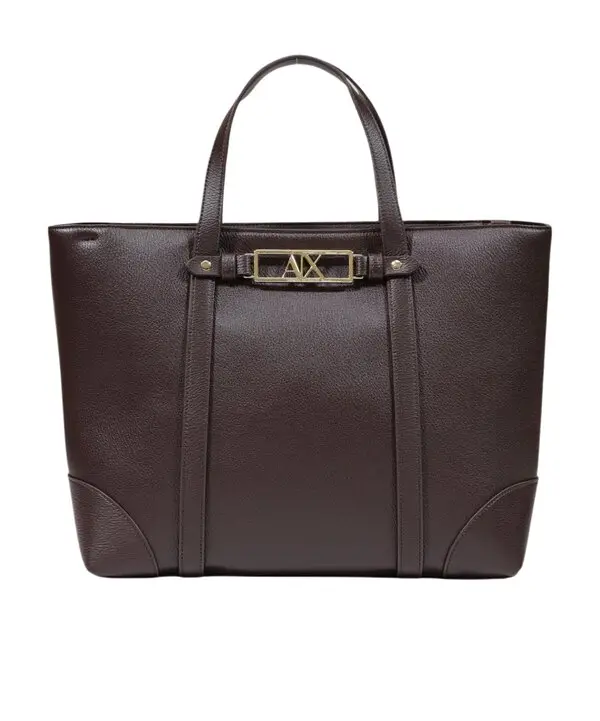 Armani Exchange Tote Bag With Dual Handles And Logo Plaque - Black