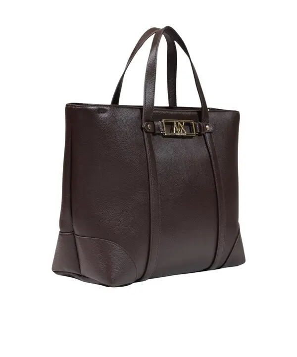 Armani Exchange Tote Bag With Dual Handles And Logo Plaque - Black