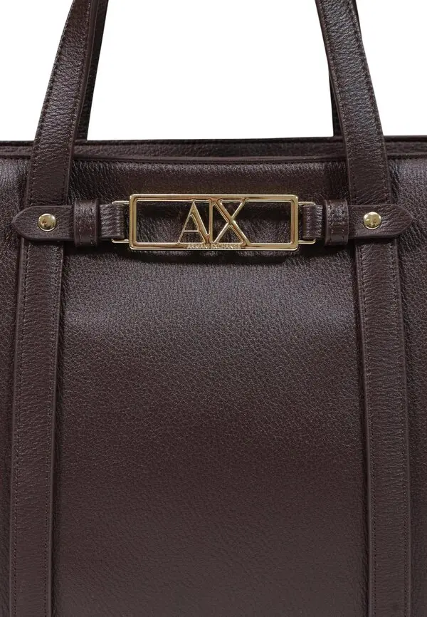 Armani Exchange Tote Bag With Dual Handles And Logo Plaque - Black