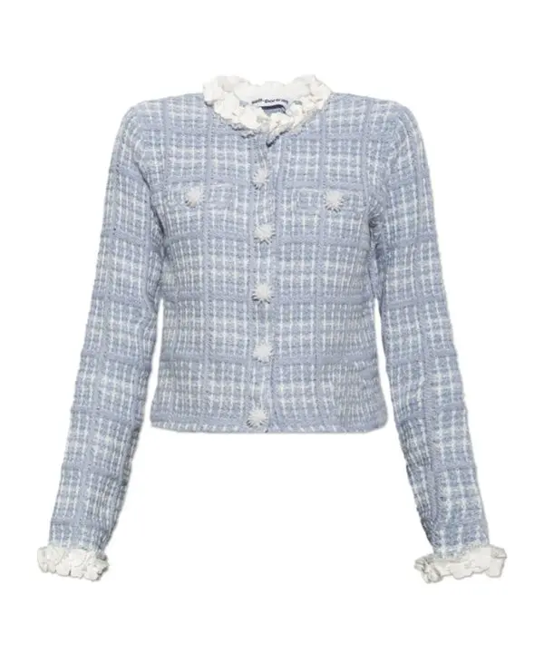 SELF-PORTRAIT Check Knit Beaded Jacket
