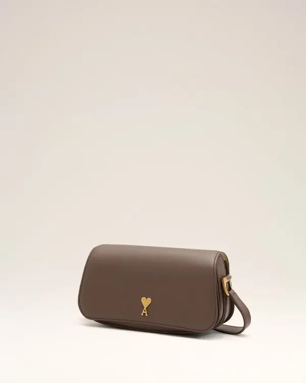 AMI Paris De Coeur Logo Detailed Crossbody Bag - Truffle