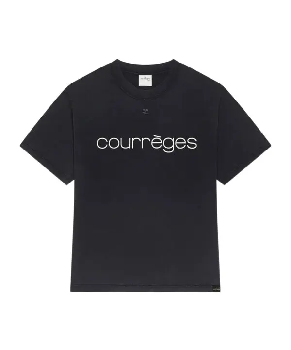 COURREGES Logo-print Stonewashed T-shirt