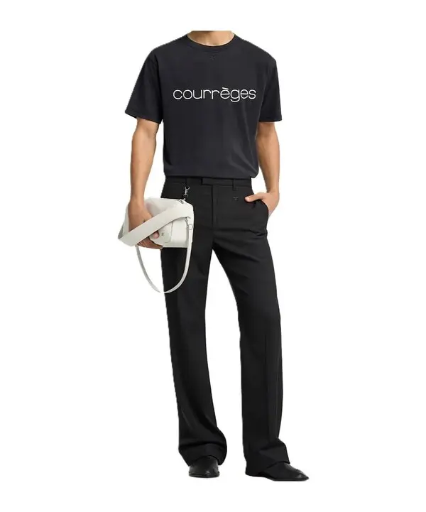 COURREGES Logo-print Stonewashed T-shirt