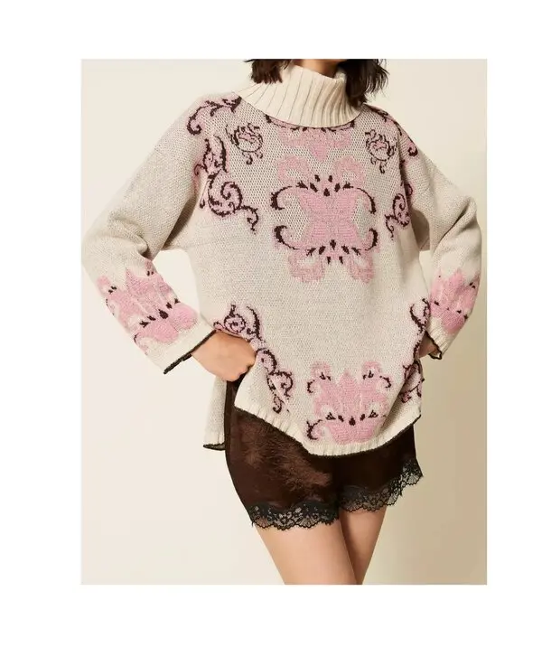 TWINSET Jacquard Wool-blend Knit Sweater