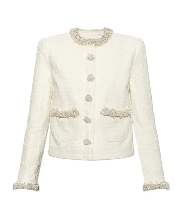 SELF-PORTRAIT Textured Denim Jacket