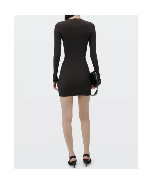 Alexander Wang Jacquard Logo Long Sleeve Crew Neck Dress