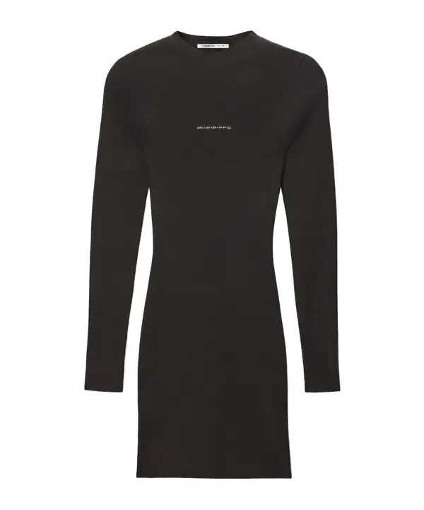 Alexander Wang Logo Long-sleeved Crewneck Mini Dress - No