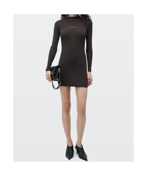 Alexander Wang Logo Long-sleeved Crewneck Mini Dress - No