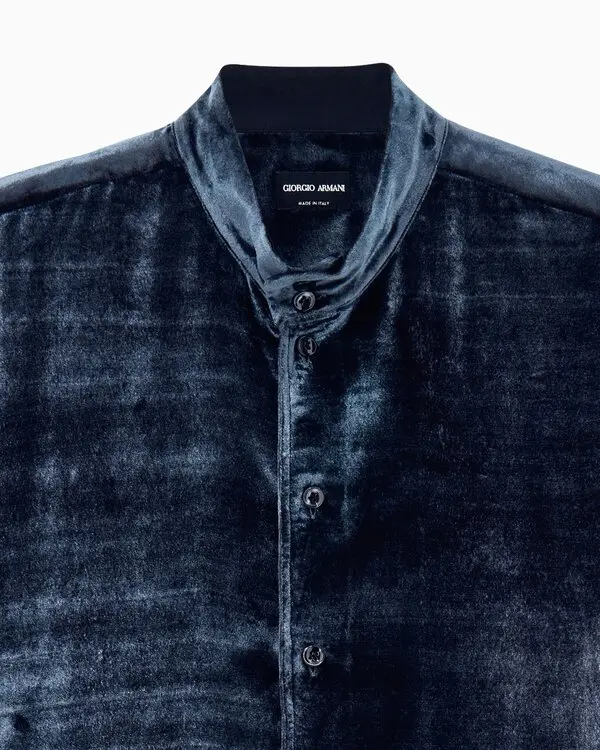 Giorgio Armani Stand-collar Long-sleeve Shirt - Light Blue