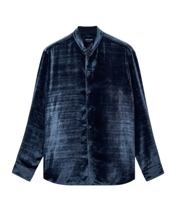 Giorgio Armani Stand-collar Long-sleeve Shirt - Light Blue