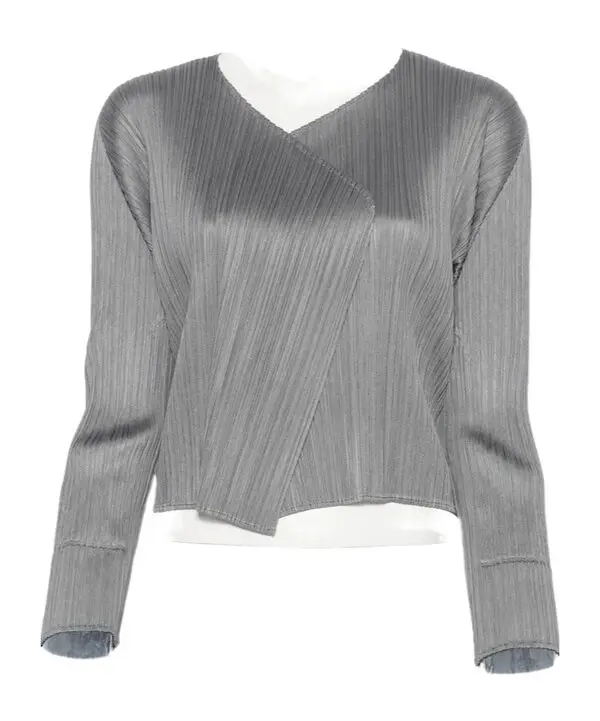 Issey Miyake Grey Pleated Long-sleeve Jacket