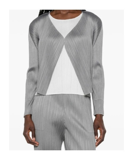 Issey Miyake Grey Pleated Long-sleeve Jacket